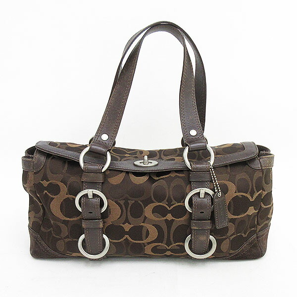 【楽天市場】COACH(コーチ) シグネチャー ハンドバッグ 10145 茶 ブラウン キャンバス×レザー【ブランドバッグ】 【中古 ...