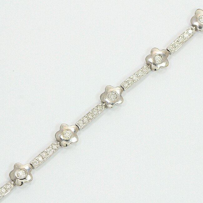 【楽天市場】フラワー ダイヤモンド 計0.92ct ブレスレット 18金ホワイトゴールド(K18WG) 【中古】 ジュエリー 【新品仕上げ済み】 netshop：とーたる 楽天市場店