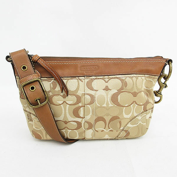 【楽天市場】COACH(コーチ) オプティックシグネチャー ロングショルダーバッグ 斜め掛け 10379 ベージュ×茶 ブラウン キャンバス× ...