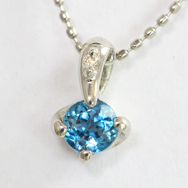【楽天市場】 ブルートパーズ/ダイヤモンド 0.01ct ネックレス プラチナ(Pt850/Pt900) 【中古】 ジュエリー 【新品仕上げ済み】 netshop：とーたる 楽天市場店