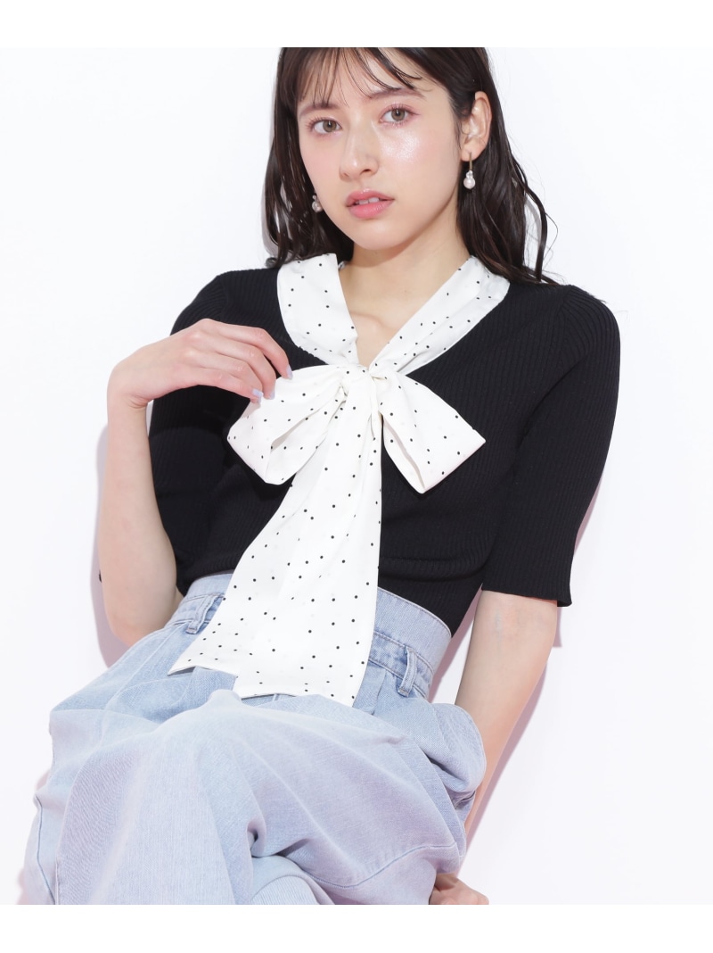 【楽天市場】ボウタイリブニット JILL by JILL STUART ジル バイ ジル スチュアート トップス ニット ピンク ブラック ...