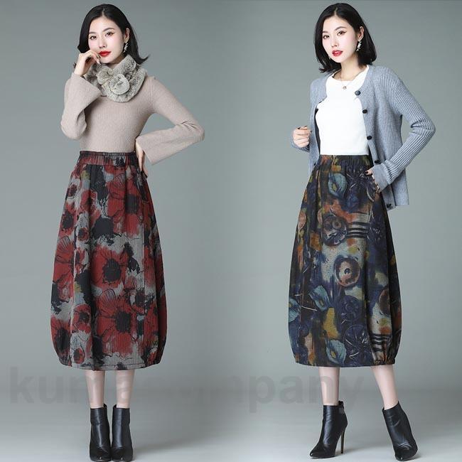 【楽天市場】【楽天スーパーSALE割引商品】ロングスカート 厚手 レディース デニムスカート 裏ボア エスニック柄 ムートン スカート マキシ ...