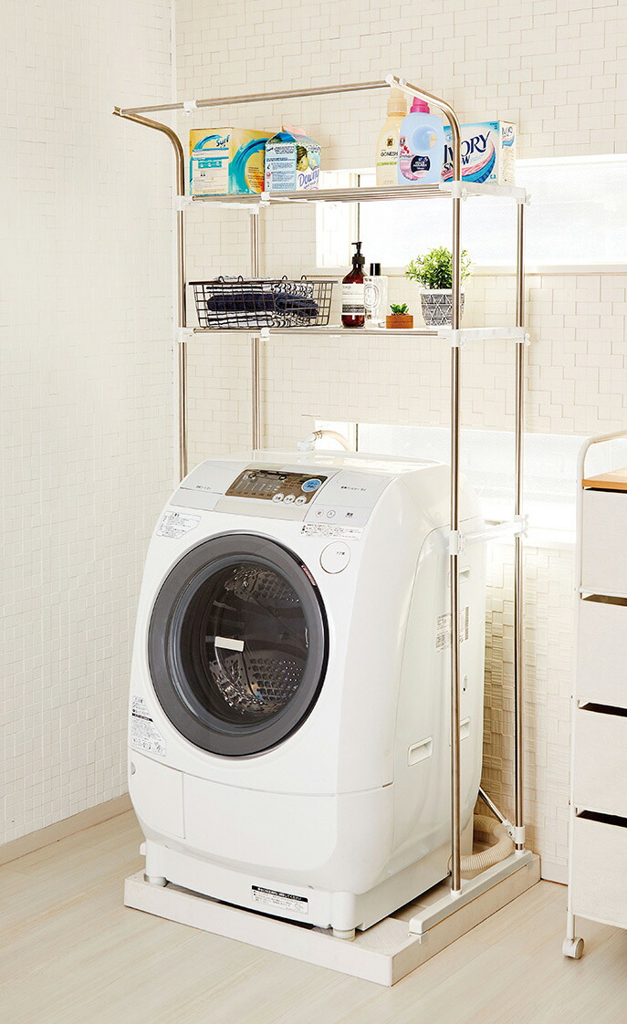 【楽天市場】ベストコ 防水パンにも置ける ステンレス伸縮式洗濯機ラックハンガー掛け付（ライトグレー） NY-292 [NY292ベストコ ...