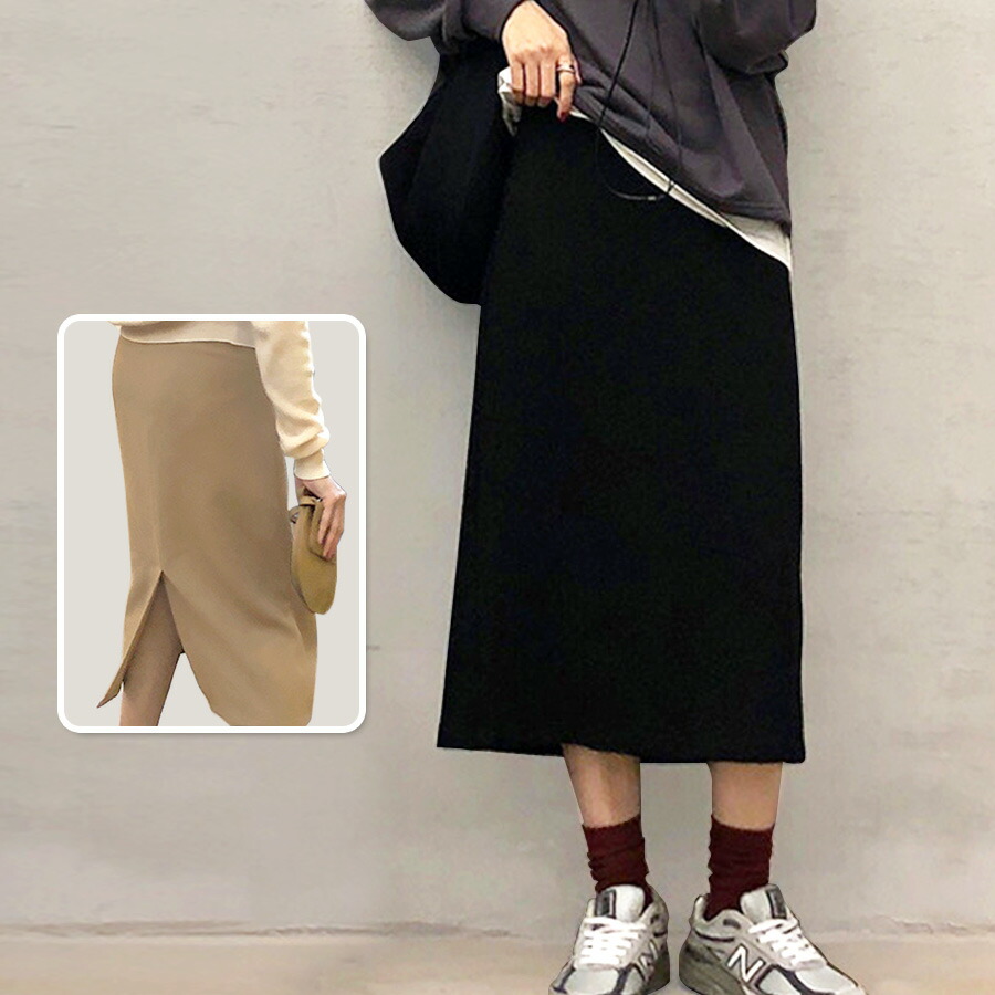 【楽天市場】スカート ボトムス レディース Aライン タイト ロング ミモレ丈 ファスナー ウエストゴム スリット トレンド カジュアル ...