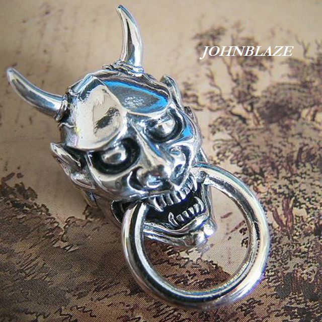 【楽天市場】ドロップハンドル ネジ式 シルバ−925製 般若面 和柄 能面 般若 日本 魔除け 彫刻風 シカゴスクリューバック ジョイント ...