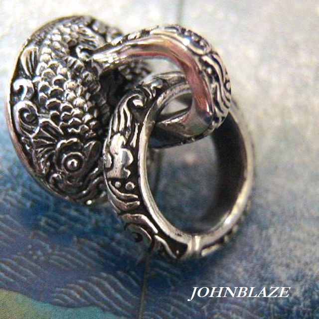 【楽天市場】ドロップハンドル ネジ式 シルバ−925製 鯉の滝登り 鯉 縁起 開運 和 和柄 シカゴスクリューバック ジョイントパーツ マ ...