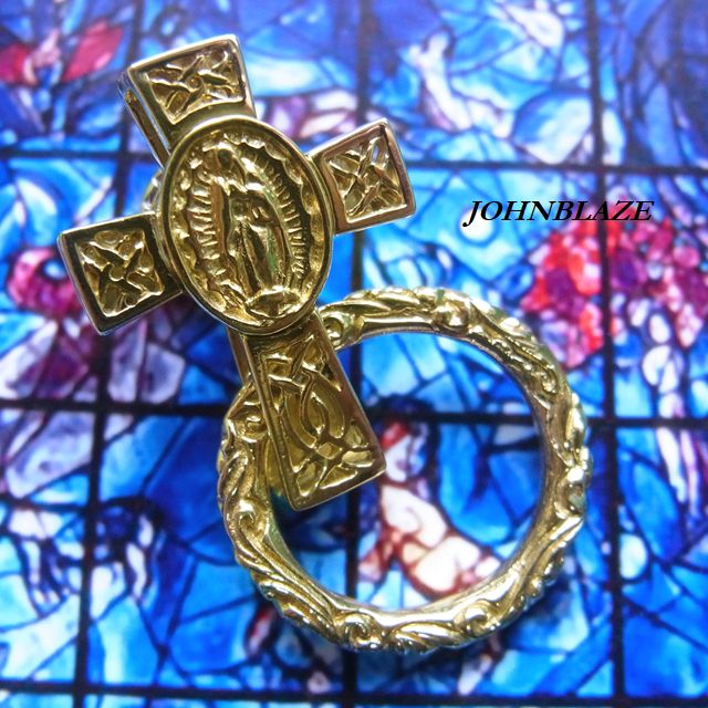 【楽天市場】ドロップハンドル ネジ式 真鍮製 ブラス 金色 マリア像 聖母マリア 十字架 アラベスククロス シカゴスクリューバック ジョイント ...