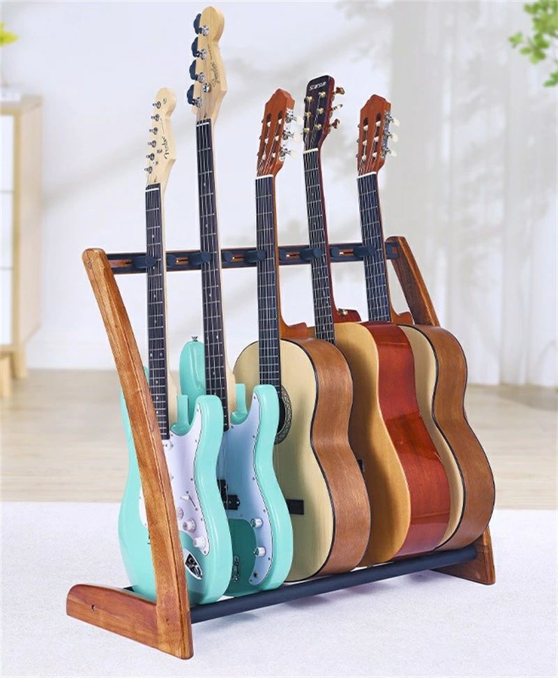 【楽天市場】ギタースタンド 木製 ギターラック 複数 5本用 実木製 アコギ 展示用 安定 転倒防止 ベーススタンド 軽量 シンプル 省スペース：Jolicoer