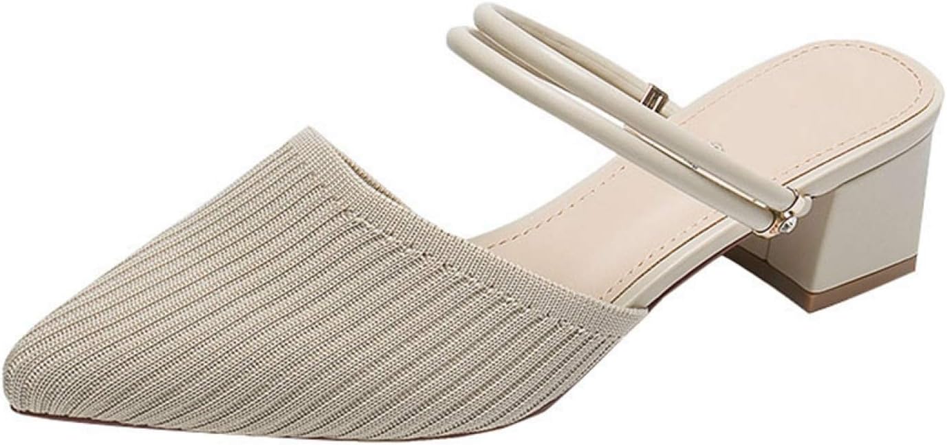 【楽天市場】チャンキーヒール 太めヒール 2way ミュールサンダル レディース ニット 5cm ストラップ ミュール サンダル 前ふさがり ポインテッドトゥ 痛くない おしゃれ 大きいサイズ ...