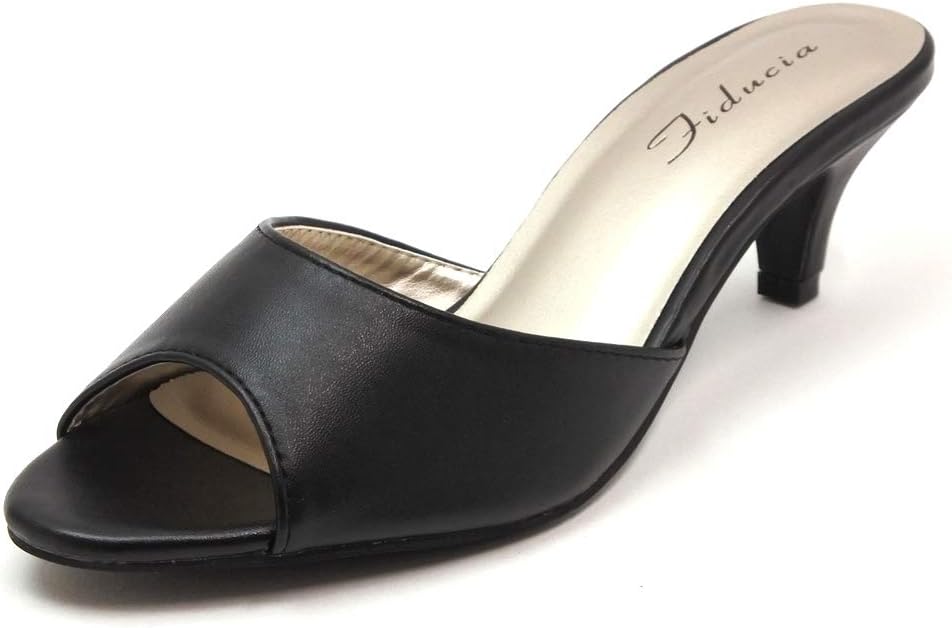 【楽天市場】美脚 オープントゥミュール 5.5cm ローヒール 低反発インソール スムースブラック M(23.0-23.5cm)：Libre777