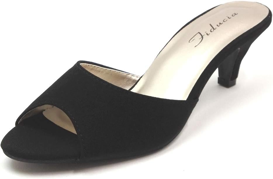 【楽天市場】美脚 オープントゥミュール 5.5cm ローヒール 低反発インソール サテンブラック：Libre777