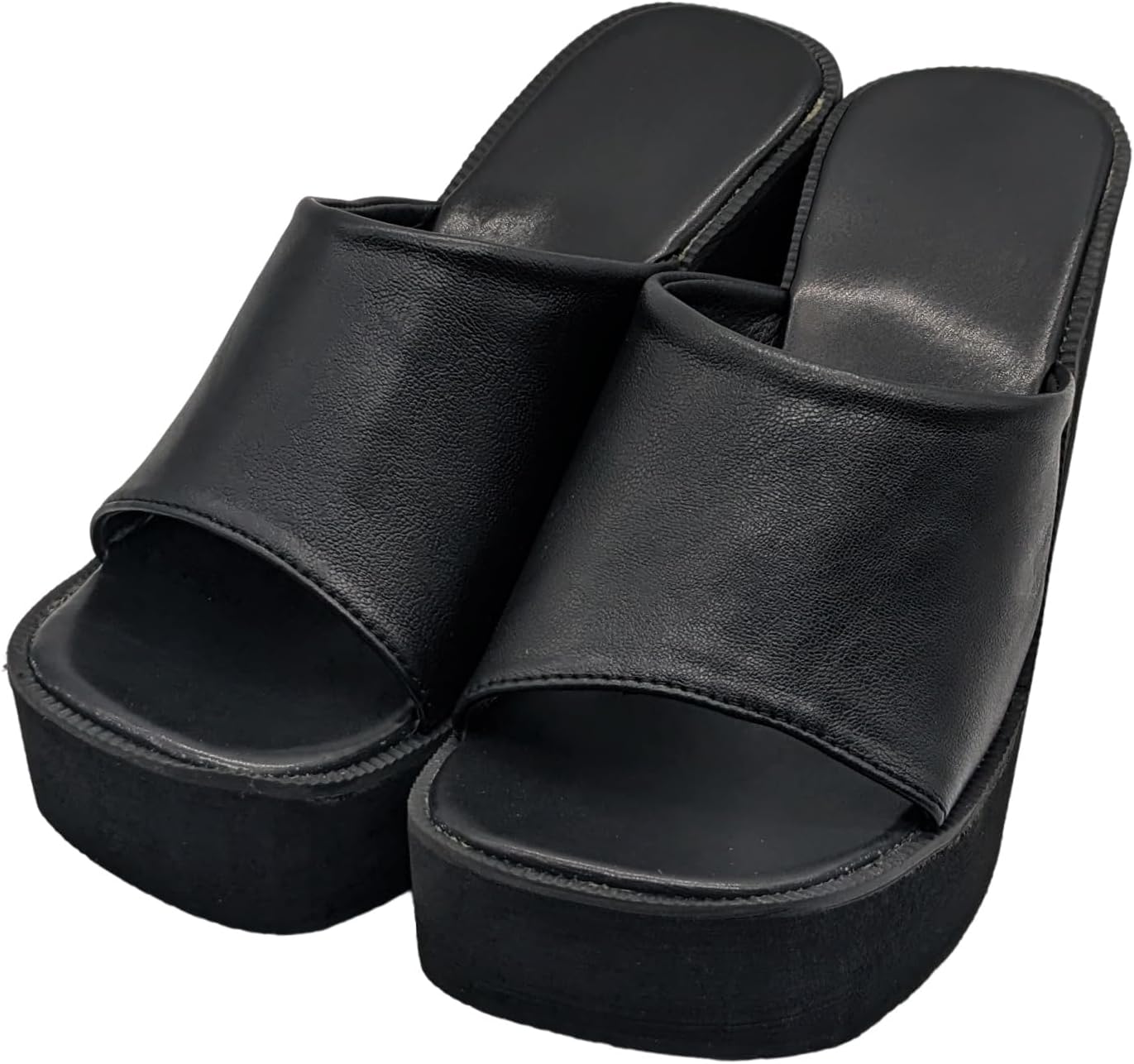 【楽天市場】厚底サンダル レディース ウエッジソール 厚底ミュール 9.5cmヒール 軽量 ツヤ消し 黒：Libre777