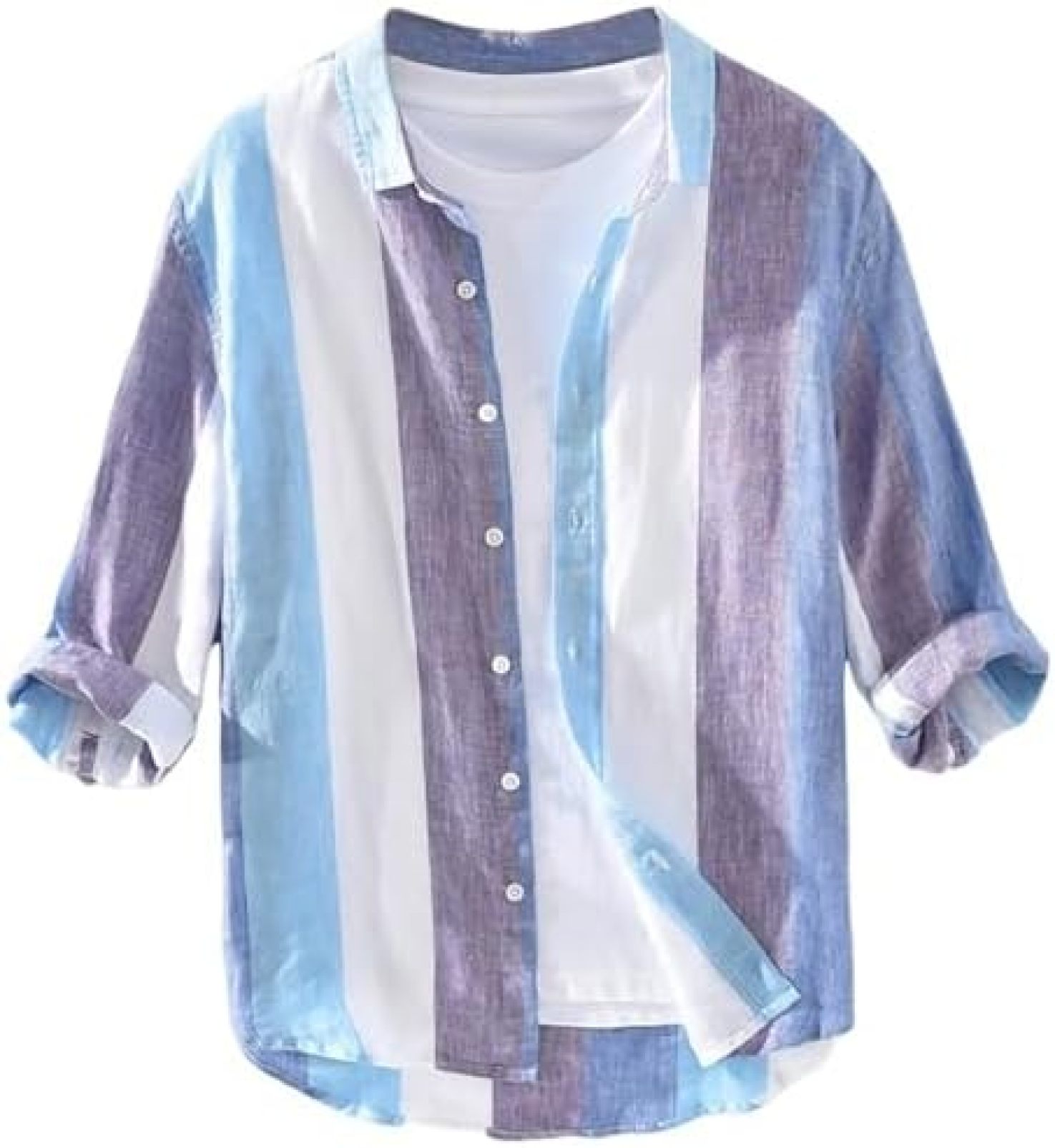 【楽天市場】七分袖 ストライプシャツ 襟付き ボタンダウン ストリート系 オシャレ トップス メンズ：Libre777