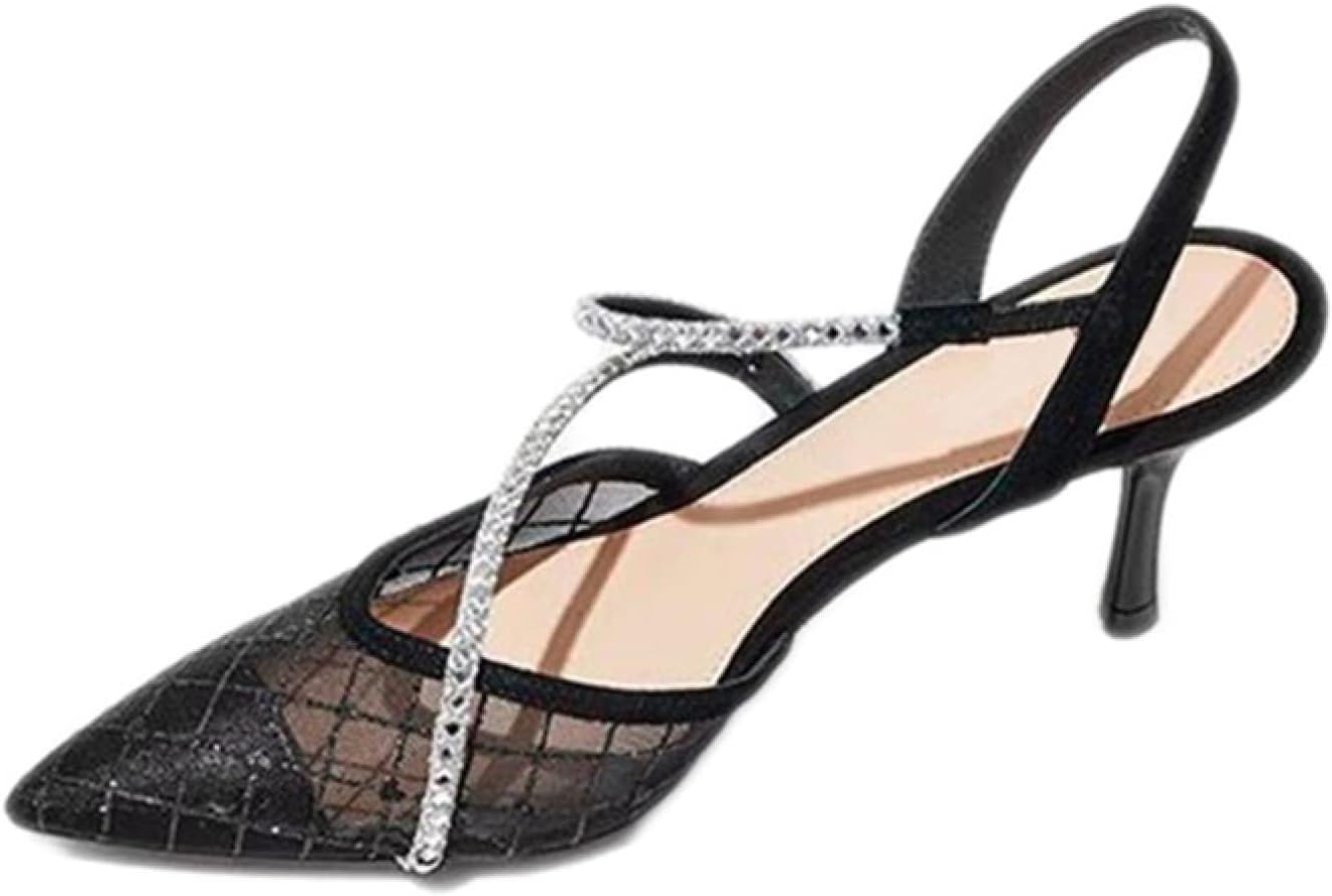 【楽天市場】メッシュ 夏 レディース パンプス バックストラップパンプス ポインテッドトゥ シューズ ハイヒールパンプス 美脚 7cm ピンヒール ビジュー おしゃれ 結婚式パンプスサンダル ...