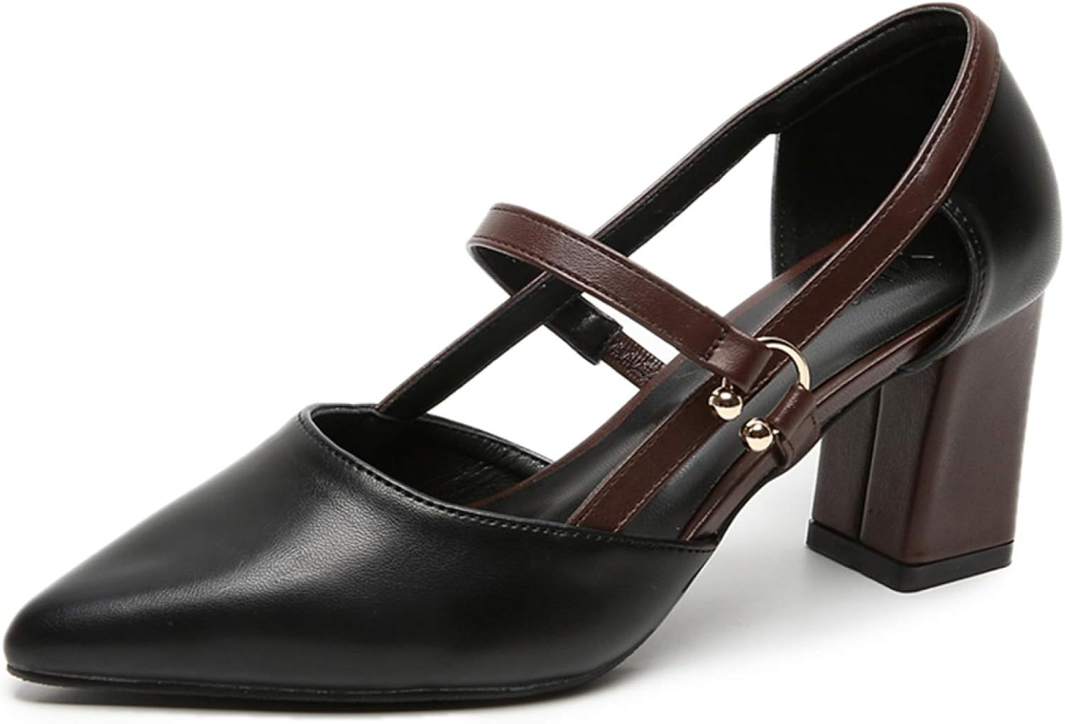 【楽天市場】走れる パンプス 痛くない ポインテッドトゥ チャンキーヒール パンプス 5cmヒール 美脚 ストラップ ポインテッド 太ヒール ...