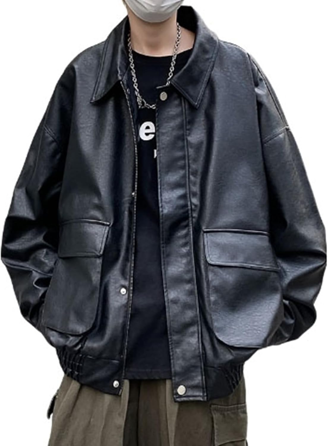 【楽天市場】レザージャケット 革ジャン メンズ カジュアル かっこいい ブラック ポケット付き 春秋 防風 防寒 防水 ブルゾン PUレザー 襟付き アウター 快適 大きいサイズ おしゃれ ...