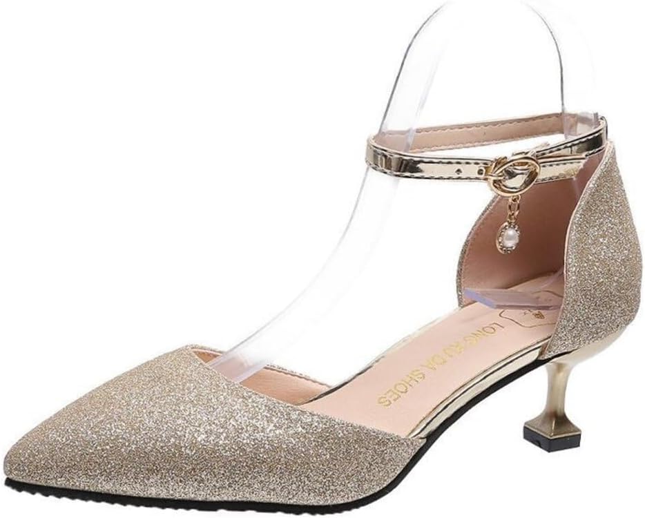 【楽天市場】アンクルストラップ 結婚式 パンプス キラキラ ラメ 40(26.0cm) ゴールド×5cm：Libre777