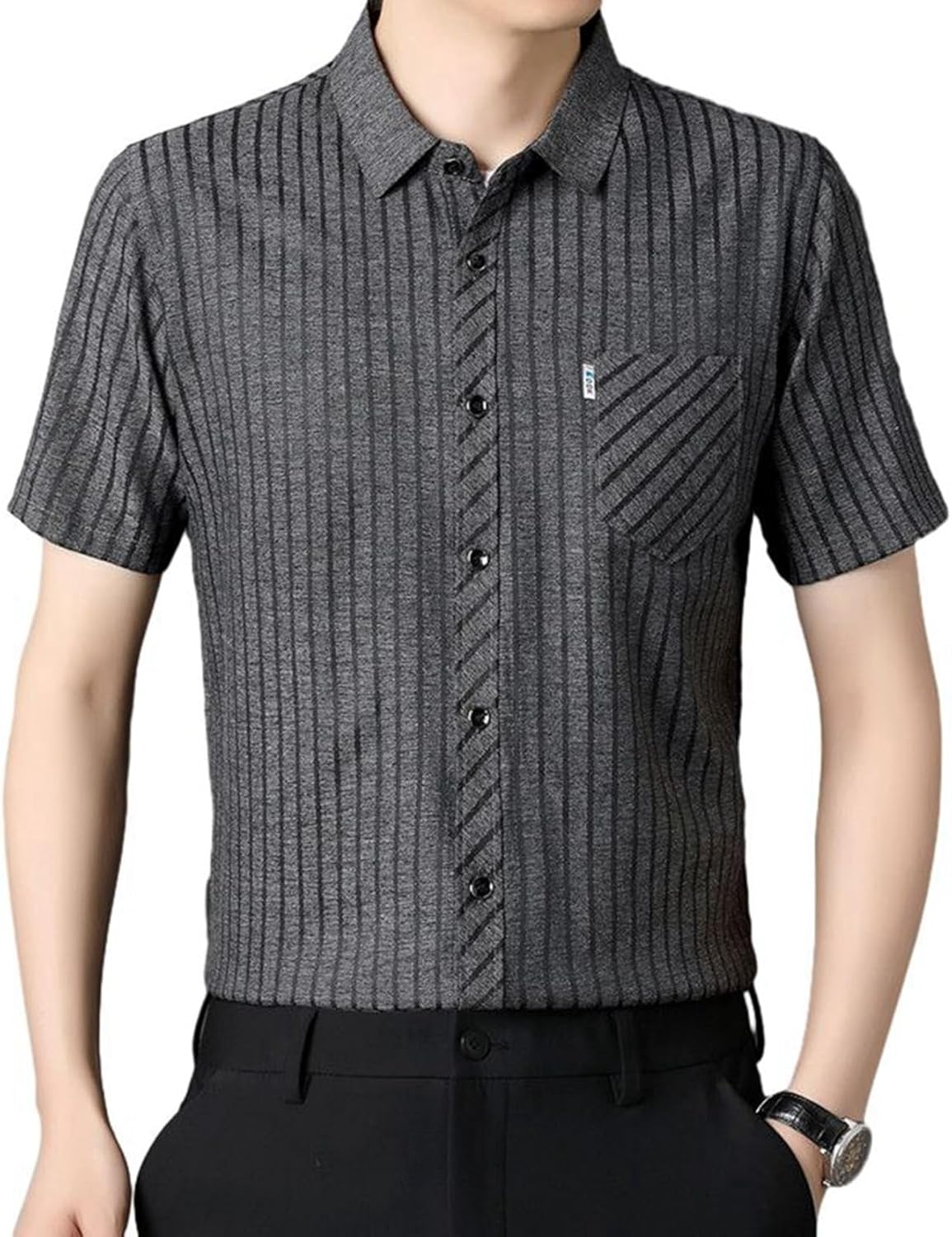 【楽天市場】カジュアル ストライプシャツ メンズ ビジネス 半袖 トップス 開襟 フィット 軽量 シンプル シニアシャツ 薄手 通気 おしゃれ オフィス 通勤 夏：Libre777