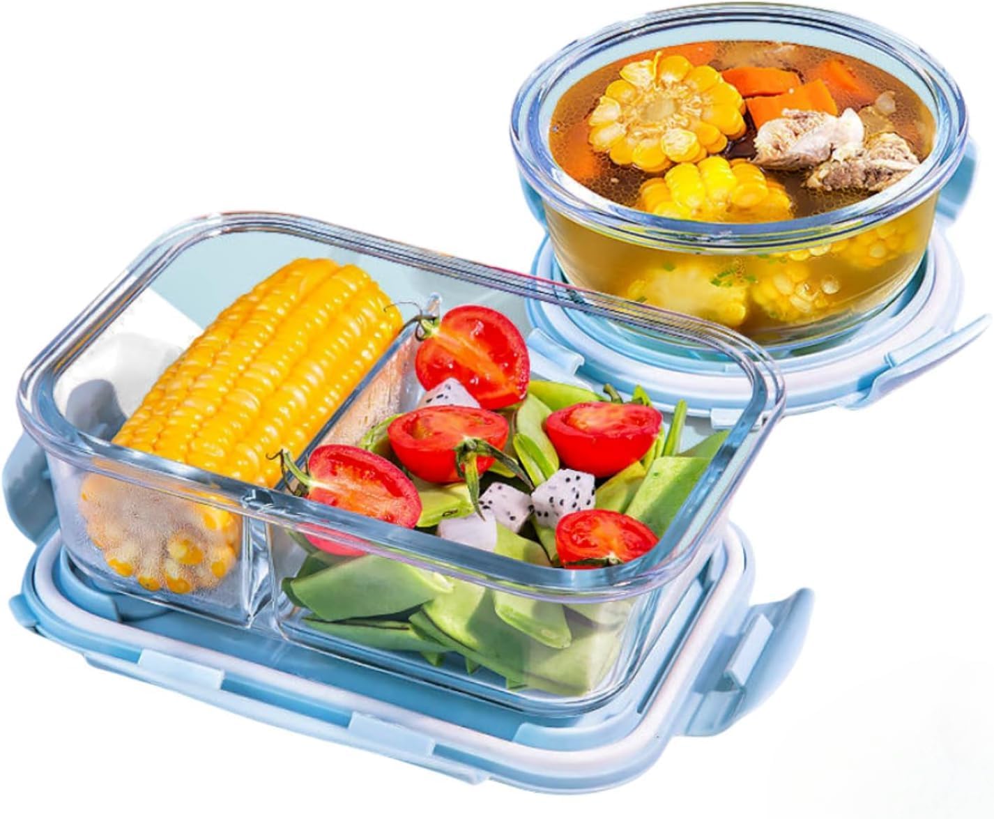 【楽天市場】弁当箱 2つ セット ランチボックス 高ほう素シリコンガラス弁当箱 電子レンジ対応 食器収納バッグ付き 2分割 グリーンカバー ...