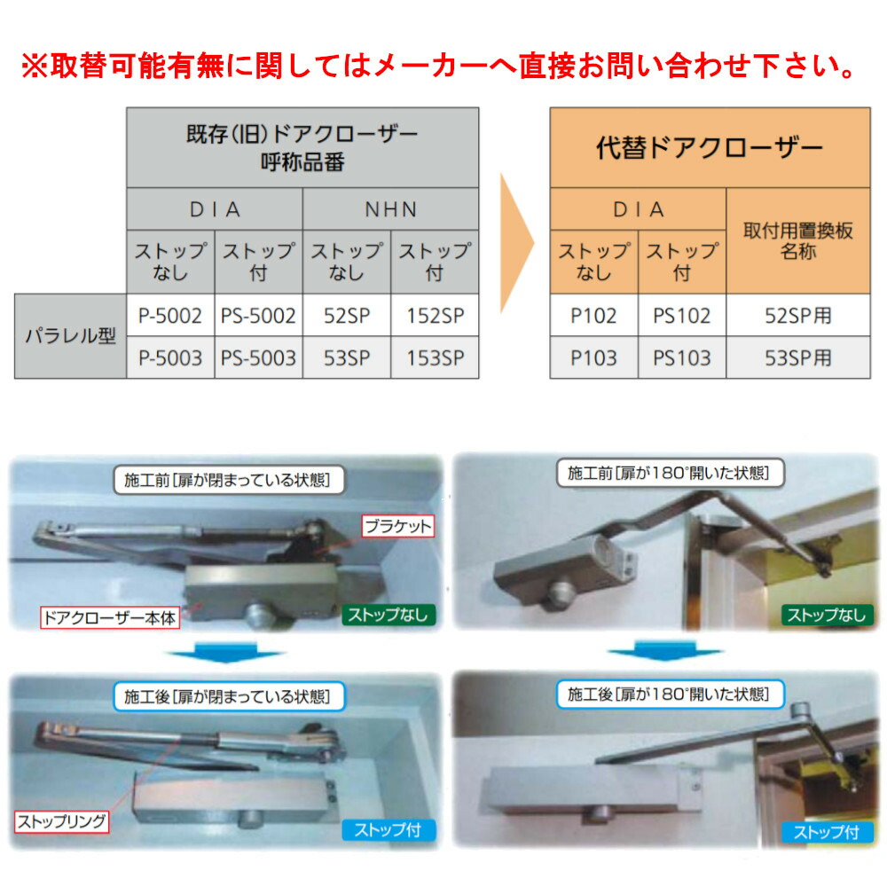 【楽天市場】大鳥機工 代替ドアクローザー 品番：DIA P102+52SP用【扉 NHK ニッカナ 交換 diy リフォーム】：ジュールプラス楽天市場店