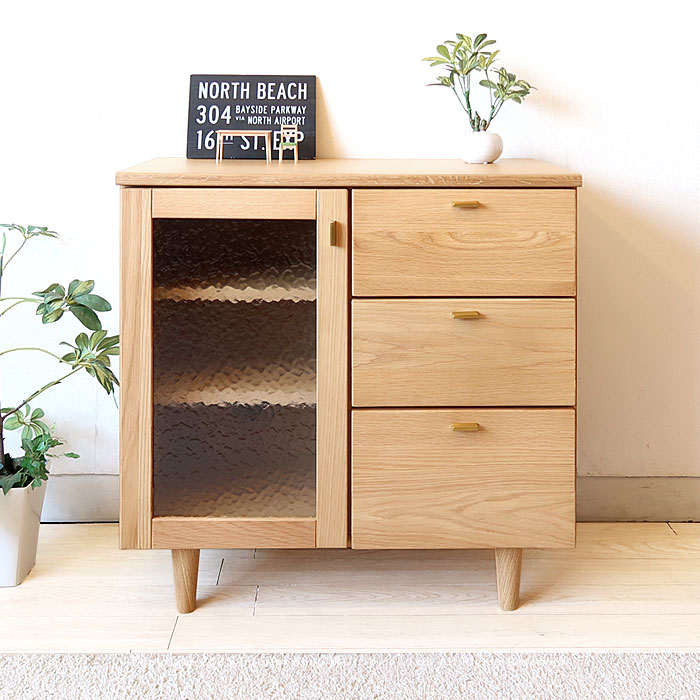 【楽天市場】アウトレット撮影品処分 キャビネット サイドボード 飾り棚 チェスト 食器棚 幅74cm 開梱設置配送 カントリーモダン オーク突板 衣類収納：JOYSTYLE coordinate