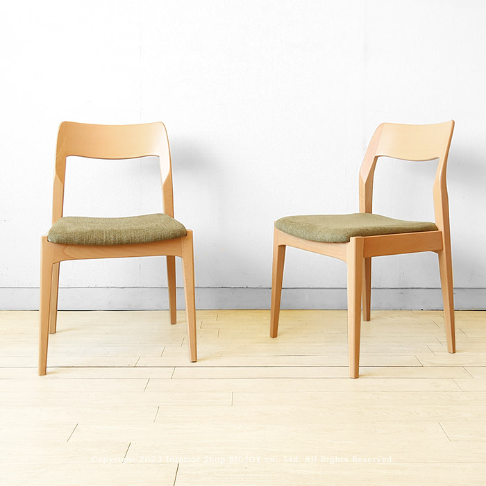 【楽天市場】アウトレット撮影品処分 ダイニングチェア 2脚セット 木製椅子 ビーチ材 ビーチ無垢材 グリーン 布張り 北欧テイスト：JOYSTYLE coordinate