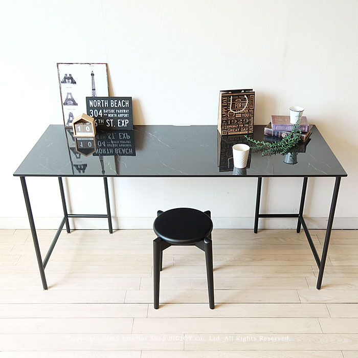 【楽天市場】オフィスデスク ゲーミングデスク パソコンデスク 作業机 作業台 モダンデザイン 幅90cm 幅120cm 幅150cm 大理石柄 メラミン天板 ブラック 光沢仕上げ(※チェア別売 ...