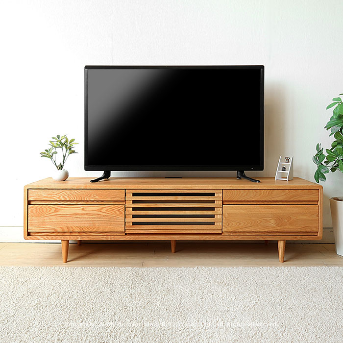 【楽天市場】アウトレット撮影品処分 北欧テイストのテレビボード 幅150cm 開梱設置配送 ローボード タモ無垢材 タモ材 角が丸い 北欧テイスト 格子扉：JOYSTYLE coordinate