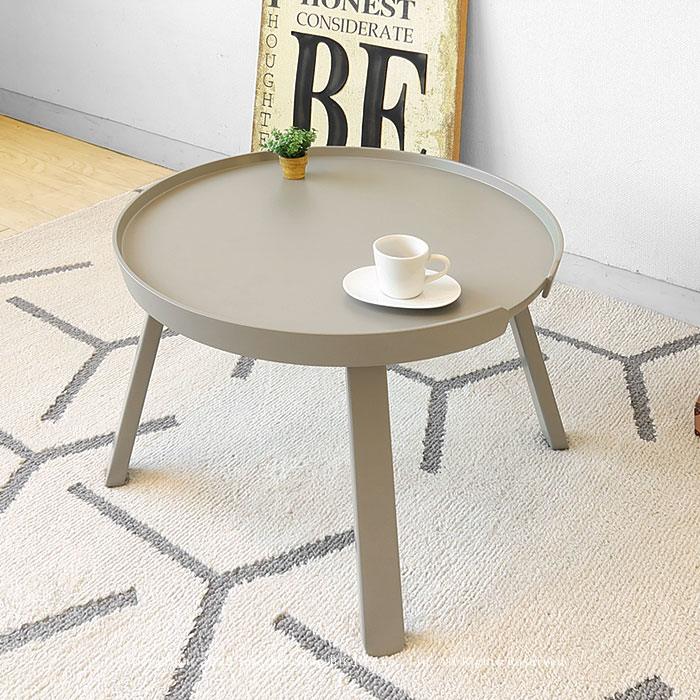 【楽天市場】ローテーブル リビングテーブル 丸テーブル 縁が囲われたラウンドテーブル 幅60cm 直径60cm ライトグレー ブラック：JOYSTYLE interior