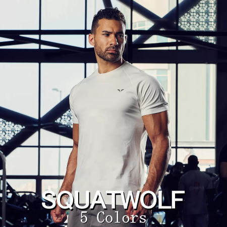 【楽天市場】SQUAT WOLF スクワットウルフ Tシャツ メンズ 大きいサイズ 海外ブランド スポーツウェア Tシャツ メンズ 半袖 ジム マッスルフィット ストレッチ Tシャツ サイド ...