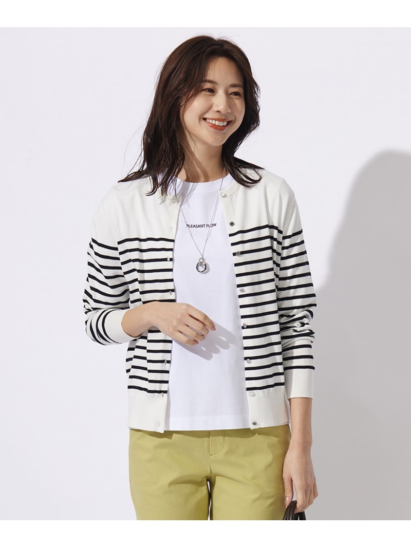 【楽天市場】【SALE／40%OFF】【洗える】BASIC HT-COTTON クルーネック ボーダー カーディガン J.PRESS ...