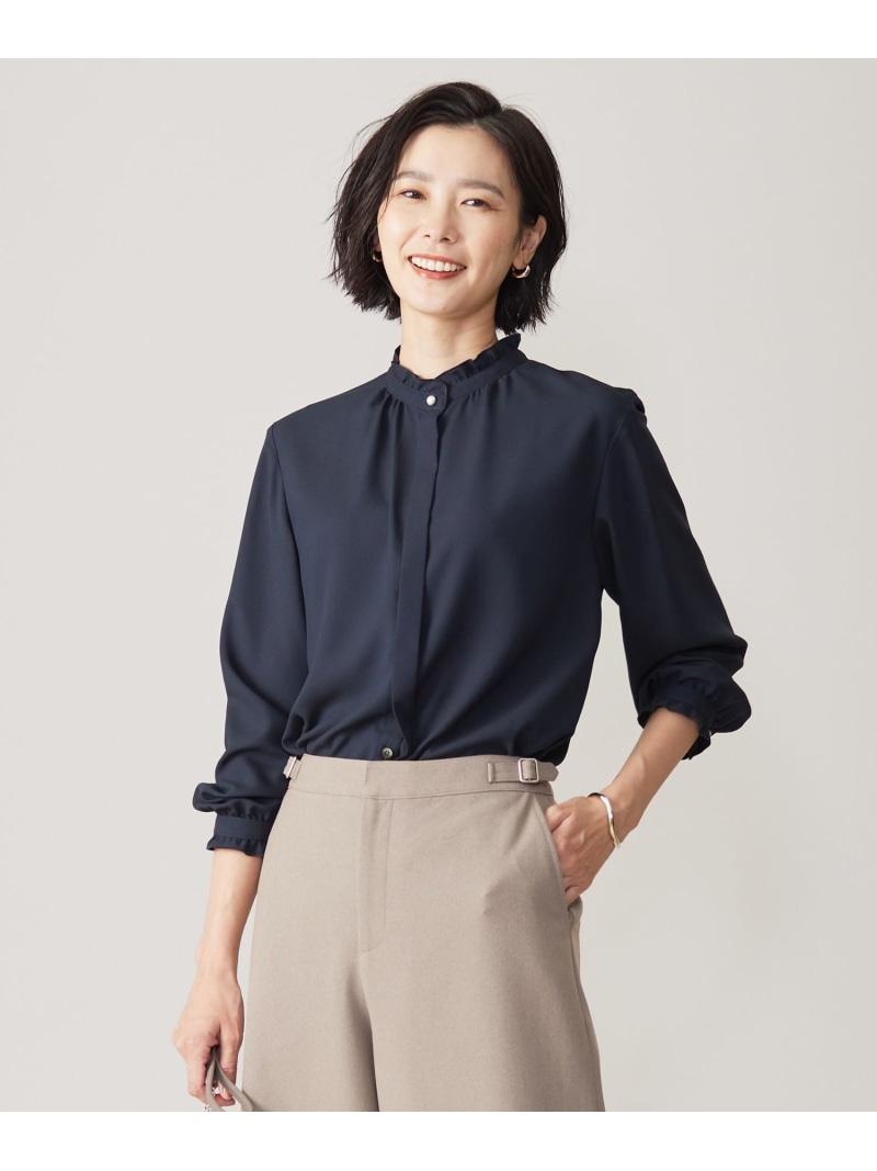 【楽天市場】【SALE／50%OFF】【洗える】ヌーディスバックサテン フリル襟 ブラウス J.PRESS LADIES L ジェイプレス ...