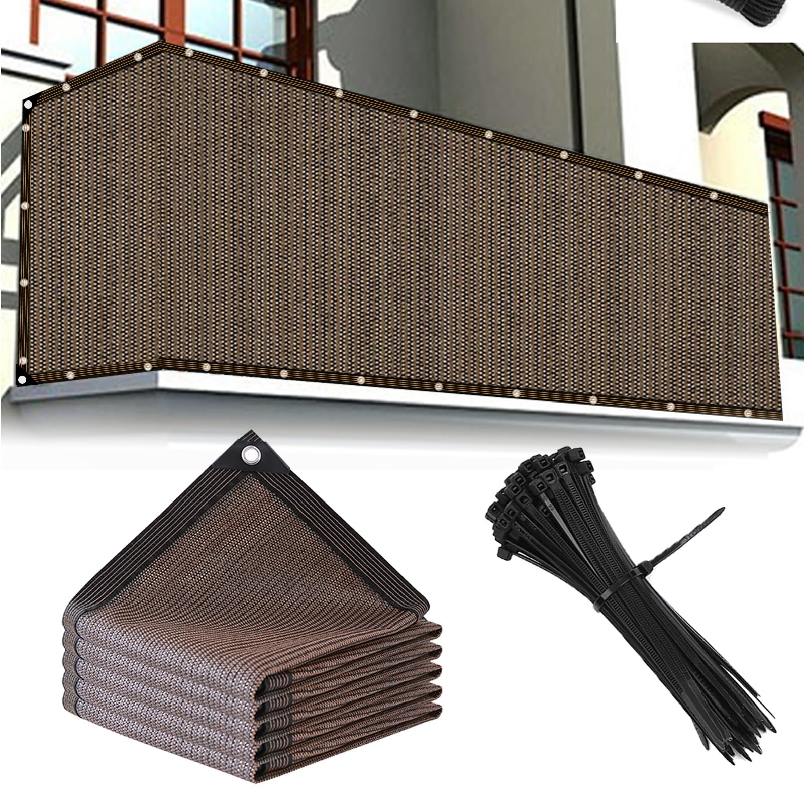 【楽天市場】ベランダ 目隠し シェード 600*100cm プライバシー保護 目隠しシート あんず色 目隠しシェード ベランダ用 日よけ ...