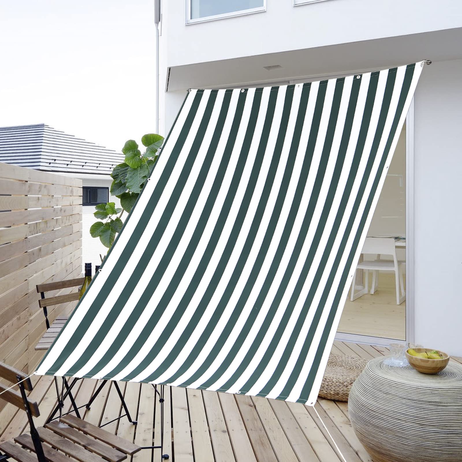 【楽天市場】200x240cm 日除け シェード オーニング 撥水 グリーンホワイト：LIFE WORK DESIGN