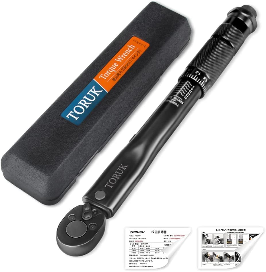 【楽天市場】トルクレンチ プレセット型 差込角6.35mm 1/4インチ 2-24N?m 自転車用 バイク 車 収納ケース付き 日本語取扱説明 ...