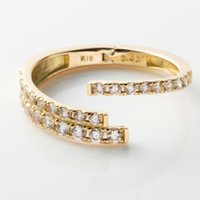 【楽天市場】K18 フリーサイズ リング ダイヤ 27石 計0.4ct 18金 指輪 中折れ式 エタニティリングイエローゴールド 2wey サイズ調整可能 ダイヤモンドリング プレゼント ...