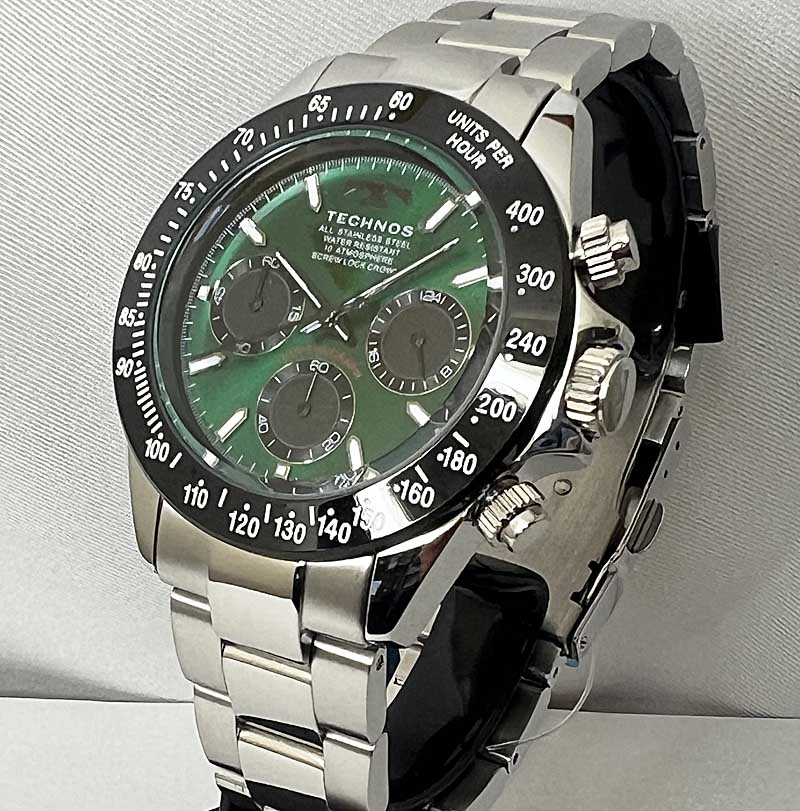 【楽天市場】【お正月休まず発送】テクノス 腕時計 メンズウォッチ TECHNOS technos 腕時計 ラッピング無料 手書きのメッセージカード あす楽対応 T4B73BM グリーン文字盤 ...