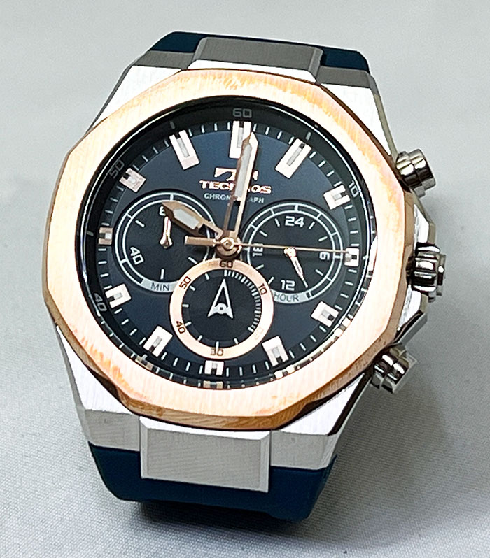 【楽天市場】【経年変化によりベゼル部分変色あり値引き販売します】テクノス 腕時計 メンズウォッチ TECHNOS T8B85PN あす楽対応 ラバーベルト ネイビー 訳あり：時計のジュエリー ...