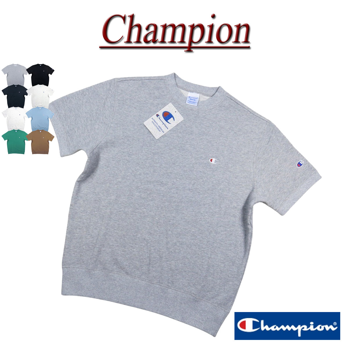 【楽天市場】【3/30再入荷! 定番 8色5サイズ】 ci051 新品 Champion ベーシック USAコットン ワンポイント刺繍 半袖 ...