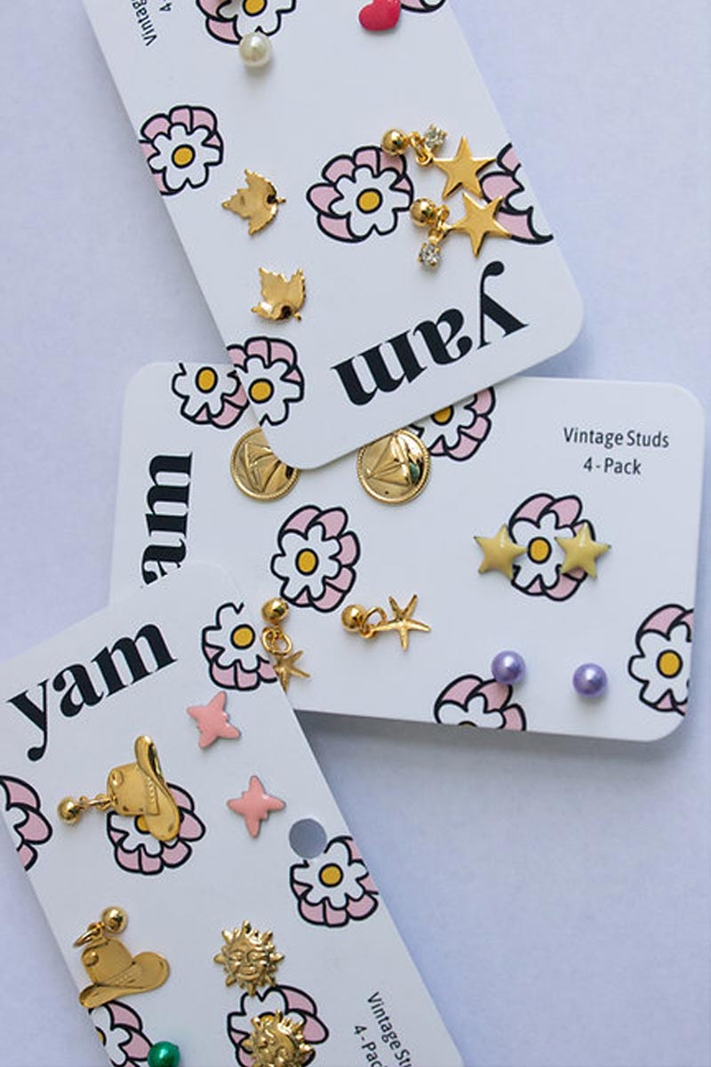 【楽天市場】【レディース新品】YAM (ヤム) VINTAGE STUD EARRIGNS 4-PACK ヴィンテージスタッズ アソートピアス ...