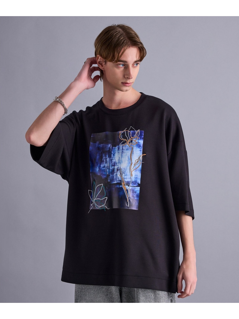 【楽天市場】エンブロイダリープリントTシャツ JUNRed ジュンレッド トップス カットソー・Tシャツ ブラック ホワイト【送料無料】[Rakuten Fashion]：JUNRed