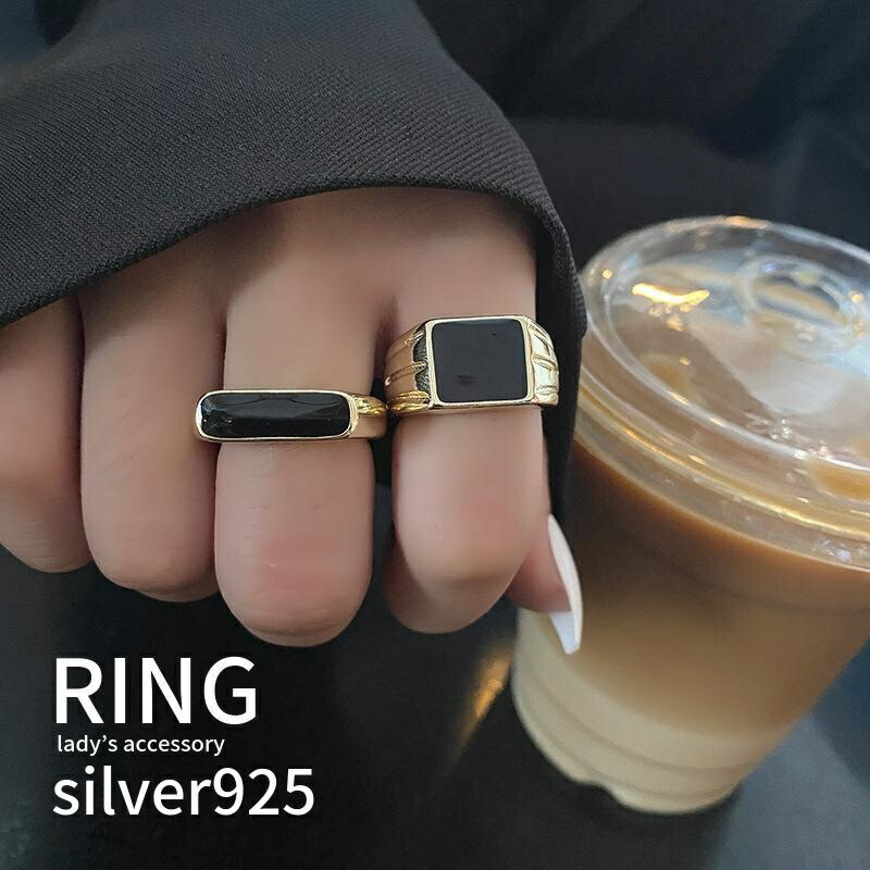 【楽天市場】リング 指輪 ブラック 黒 エナメル フリーサイズ シルバー925 銀 ゴールド 金属アレルギー対応 アクセサリー レディース ジュエリー 重ね付け シンプル 上品 おしゃれ ...