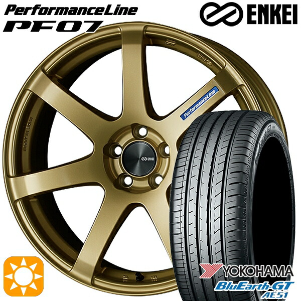 【楽天市場】【取付対象】235/50R18 101W XL ヨコハマ ブルーアースGT AE51 ENKEI エンケイ パフォーマンスライン PF07 ゴールド 18インチ 7.5J ...