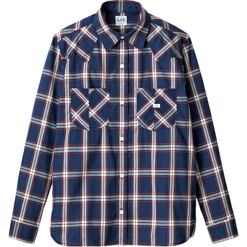 【楽天市場】ボンマックス（BONMAX） Leeワークウェア メンズウエスタンチェック長袖シャツ ネイビー×ホワイト XXL 【品番 ...