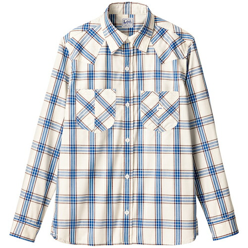 【楽天市場】ボンマックス（BONMAX） Leeワークウェア メンズウエスタンチェック長袖シャツ ブルー L 【品番：LCS46006-7-L ...