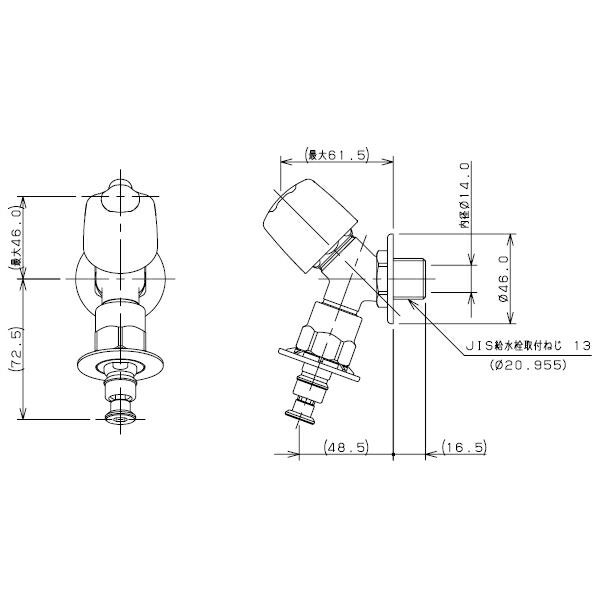 【楽天市場】カクダイ 洗濯機用水栓（ストッパー、送り座つき） 一般地用 【品番：721-517-13】：住設プロ 楽天市場店