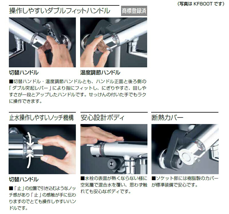 【楽天市場】KVK サーモスタット式シャワーフルメタルシャワーヘッド付 一般地用 【品番：KF800TMB】 ：住設プロ 楽天市場店