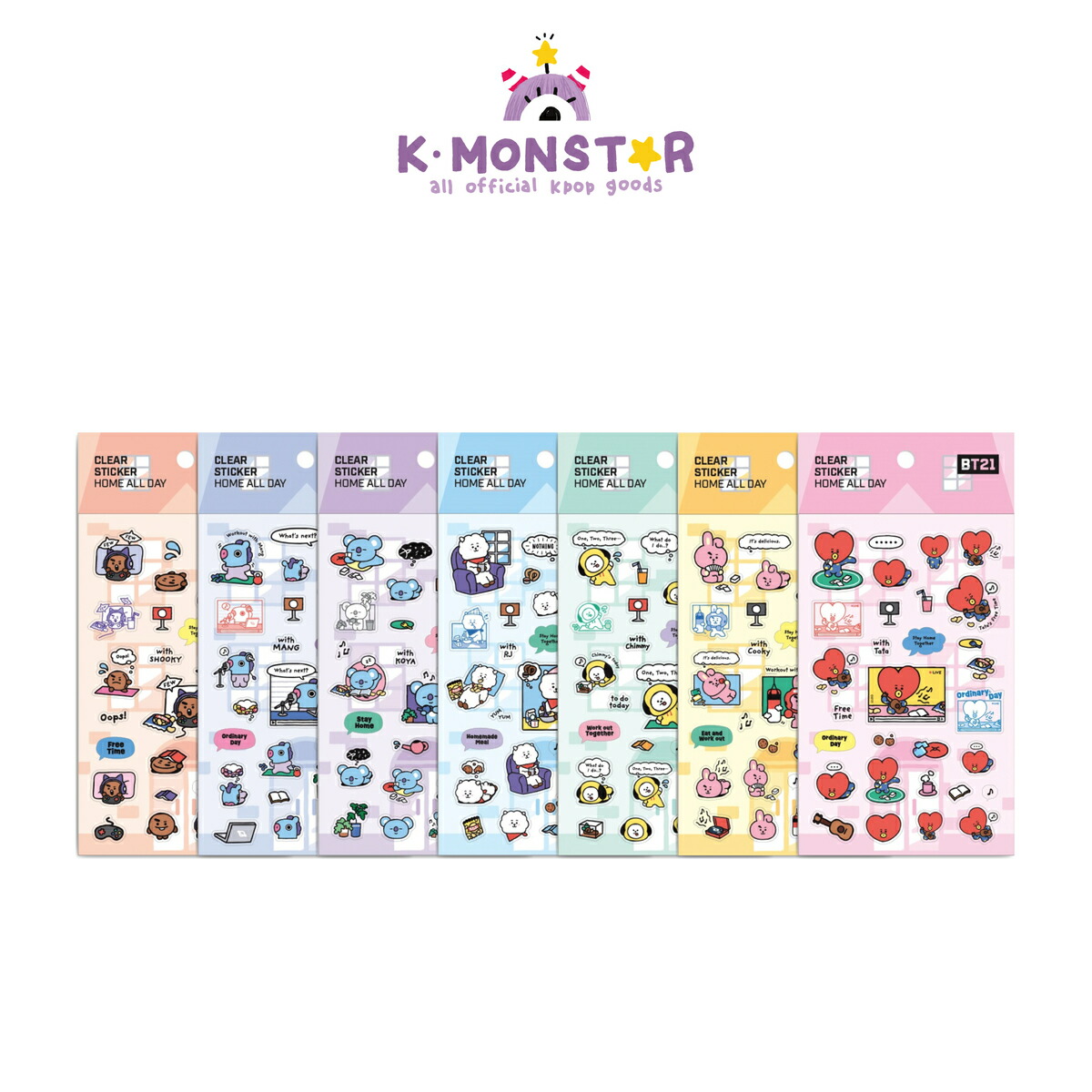 【楽天市場】[1+1]BT21 2022 New minini Clear Sticker HOME ALL DAY：K-MONSTAR