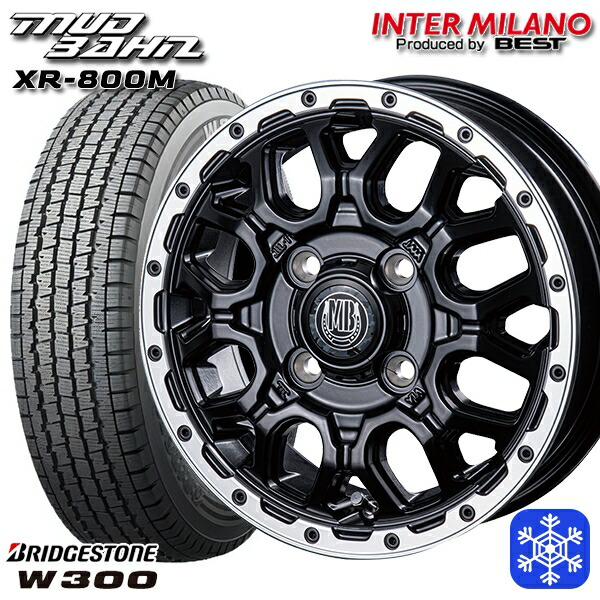 【楽天市場】スタッドレスタイヤホイール4本セット 145/80R12 80/78N 2023～2024年製 ブリヂストン W300 インターミラノ マッドバーン XR-800M MBK/RP ...