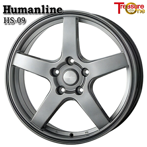【楽天市場】15インチ 6.0J 5H114.3 +45 トレジャーワン ヒューマンライン HS09 ダークグレー アルミホイール単品 4本 ...